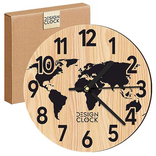 WOODEN WALL CLOCK WORLD MAP | Clocks \ Clocks interior decoration